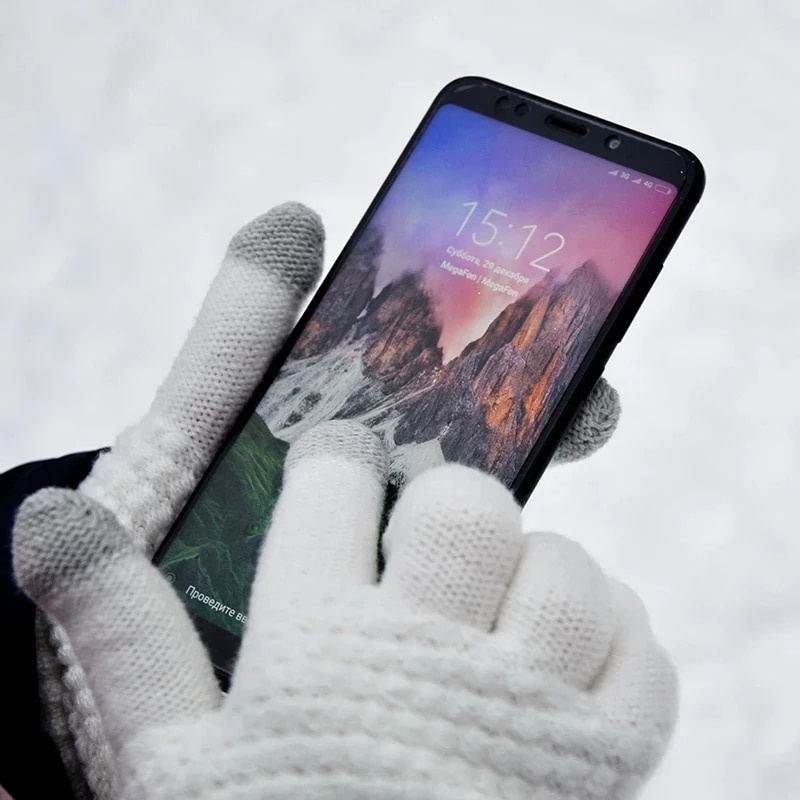 Winter gloves for mobile - grey