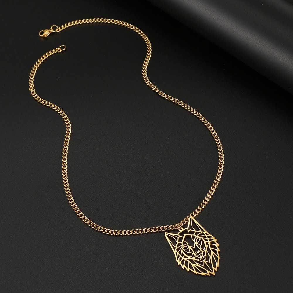 Necklace Stainless Steel wolf - gold